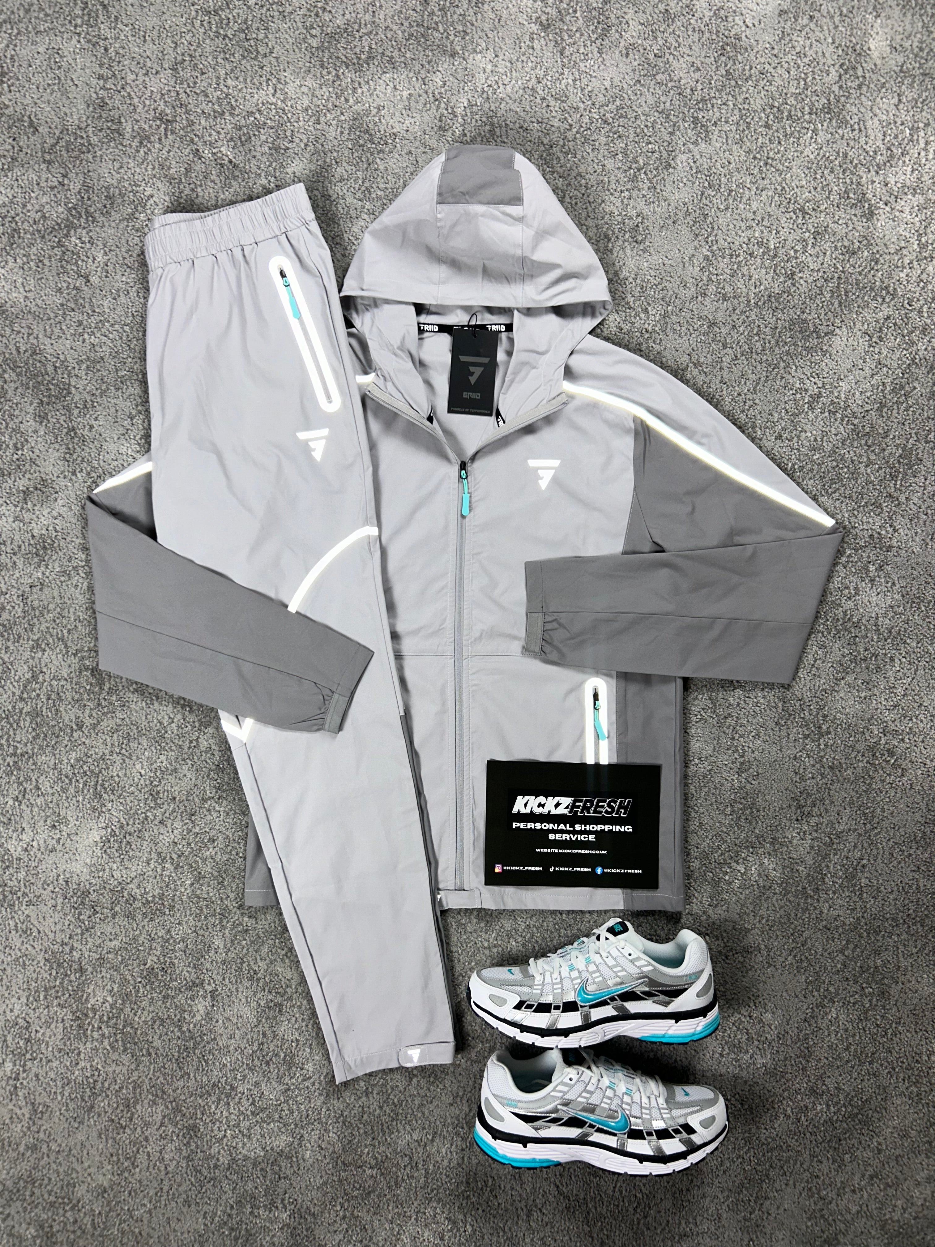 Griid Reflect Light Grey Aqua Tracksuit – Kickzfresh