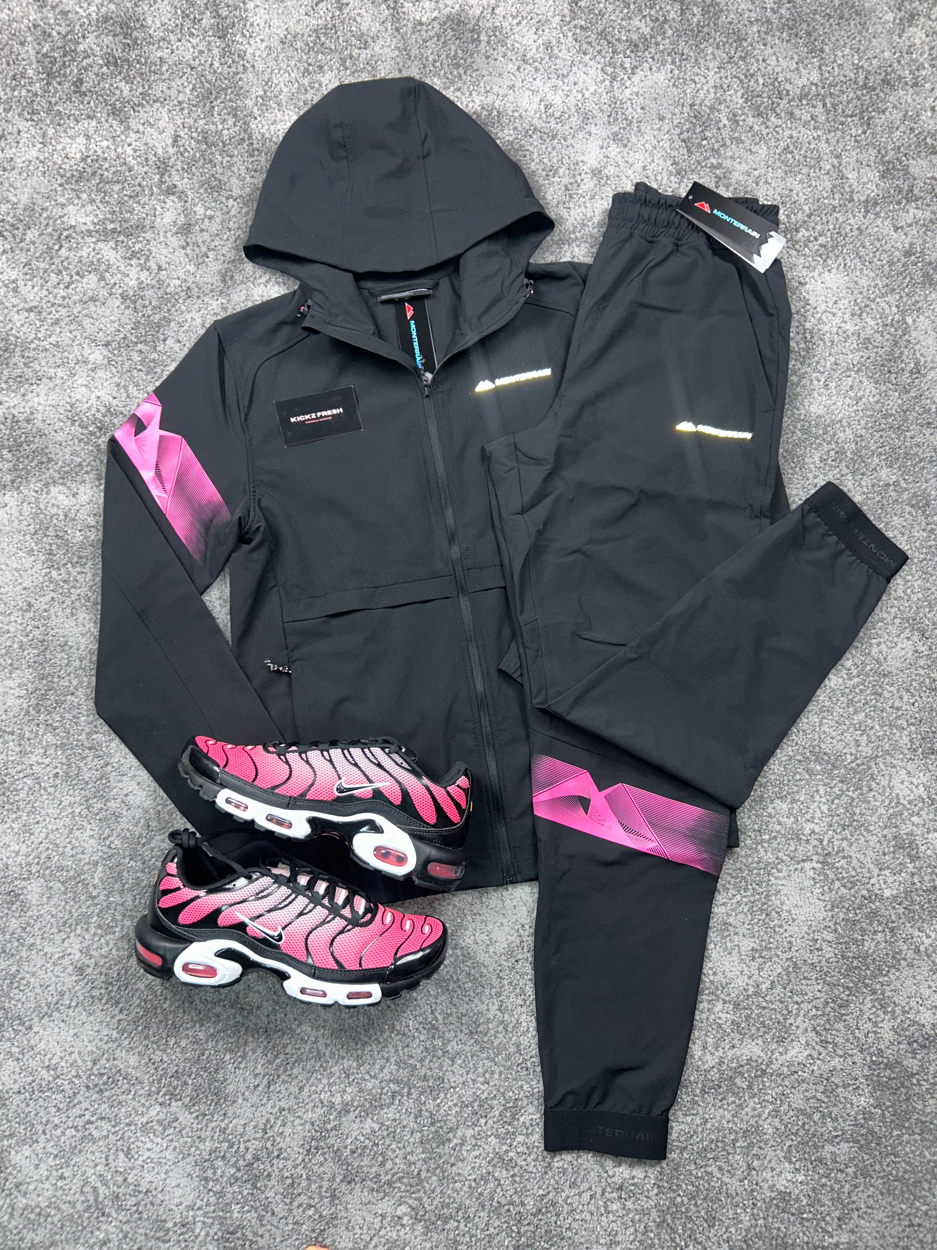 Monterrain Woven Pink Flash Tracksuit – Kickzfresh
